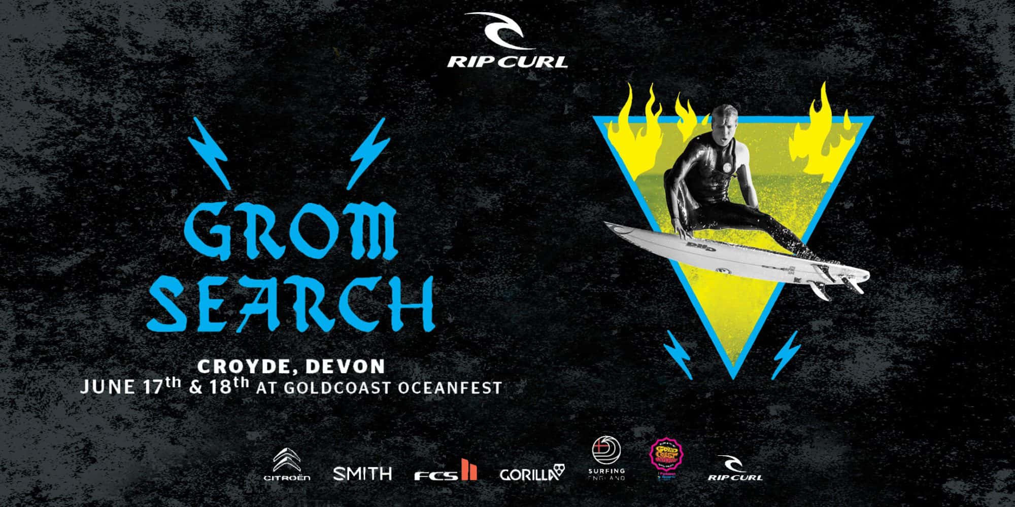 Rip Curl Grom Search #1 at Goldcoast Oceanfest - Surfing England
